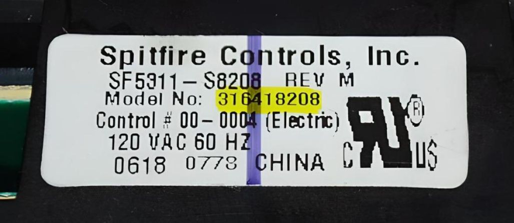 Part # 316418208 | Frigidaire Oven Control Board (overlay fair - Bisque)