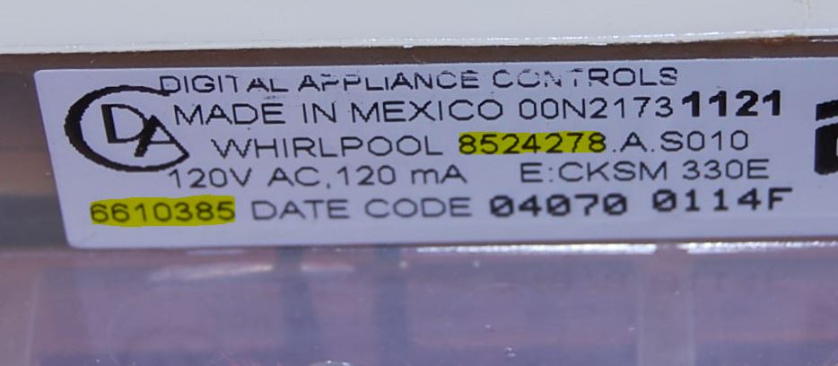 Part # 8524278 | 6610385 - $59 Whirlpool Oven Control Board (used ...